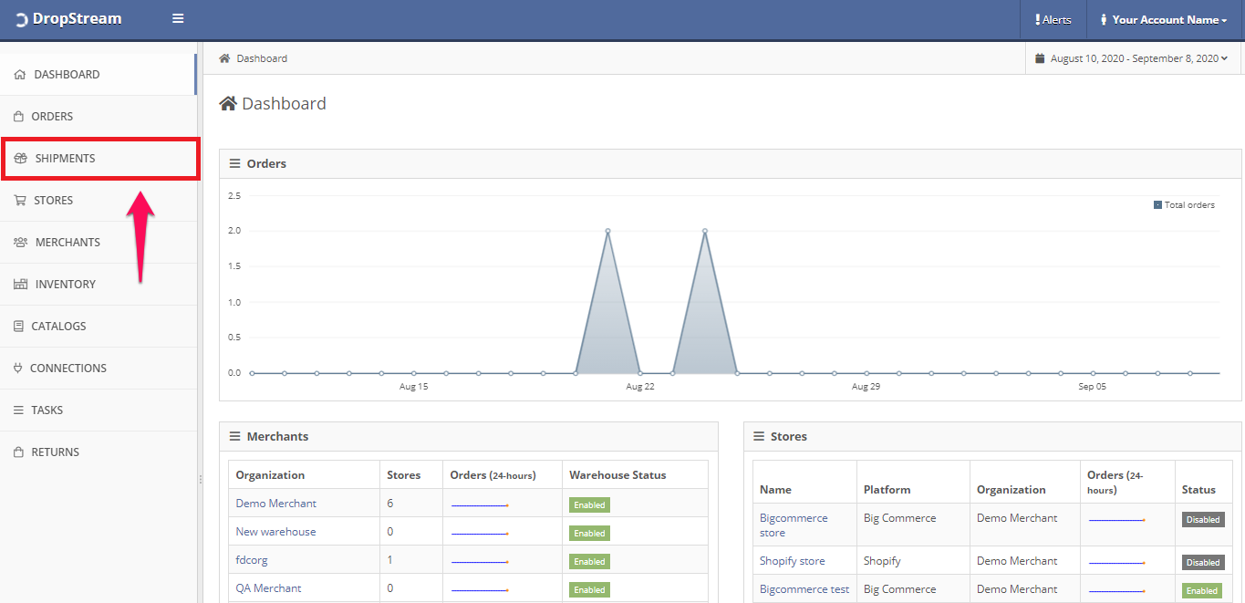 Reset or Reprocess Shipments – DropStream
